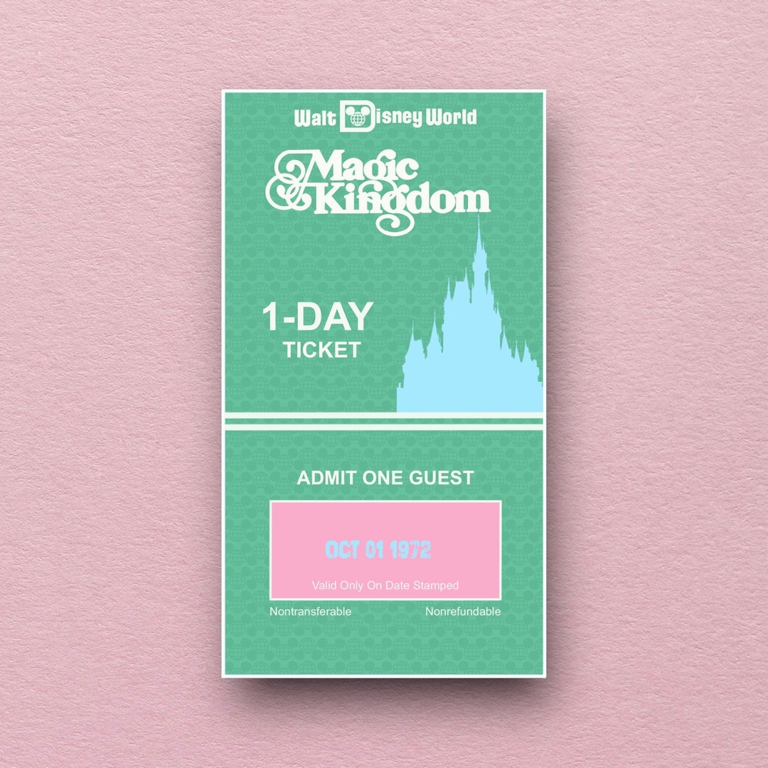 Disney Magic Kingdom Sticker, Vintage Park Ticket, WDW, Waterproof ...