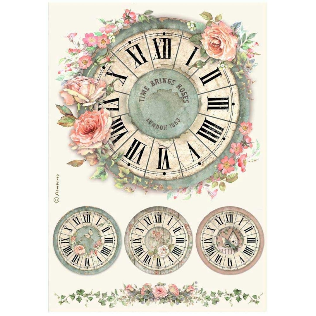 Stamperia A4 Decoupage Rice Paper - House of Roses Clock, DFSA41021 - Etsy