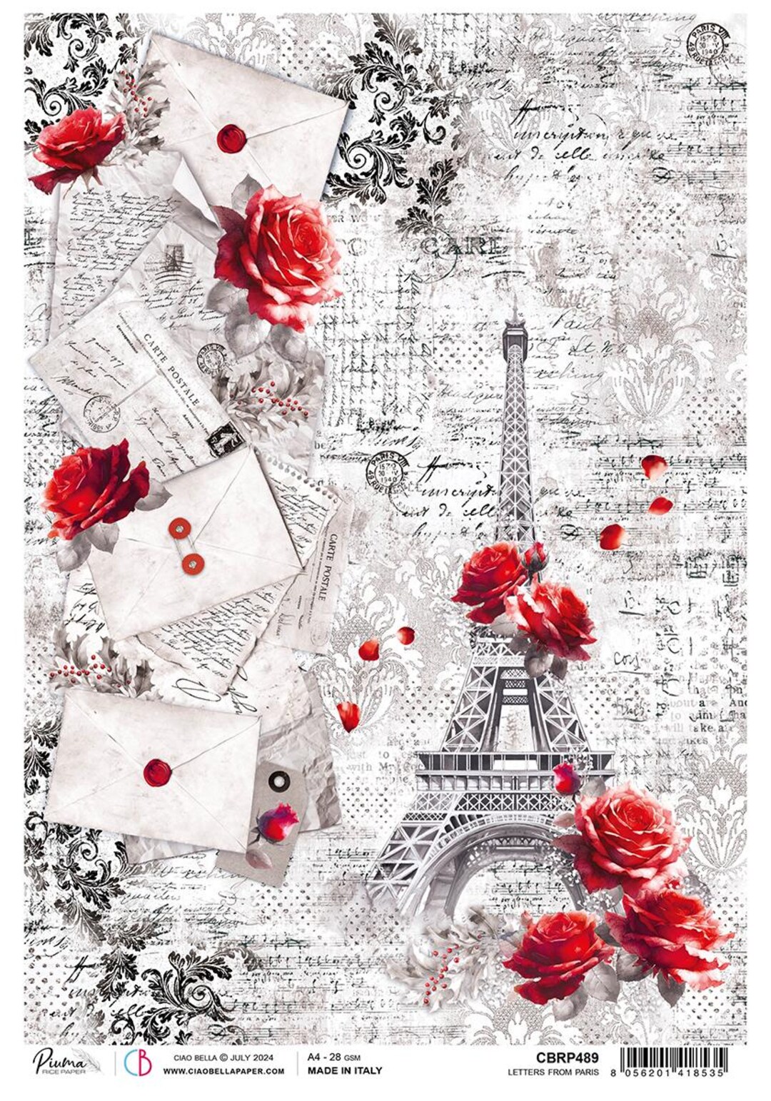 Ciao Bella A4 Rice Paper - Letters From Paris CBRP489 - Etsy