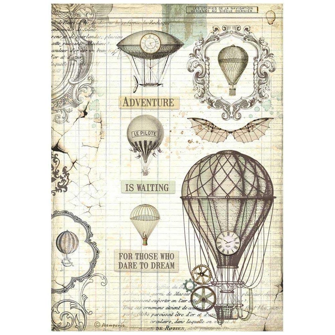 Stamperia A4 Decoupage Rice Paper - Voyages Fantastiques Balloon ...