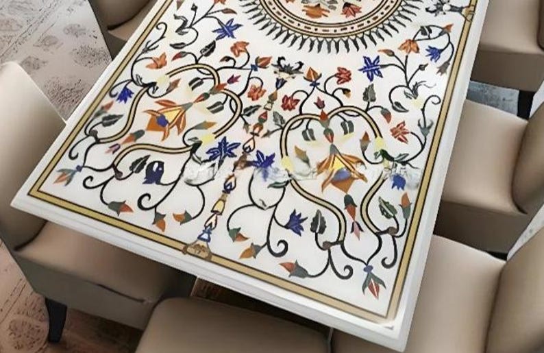 Pietra Dura Art Hotel Table Top I Semi Precious Stone Inlay Patio Table ...