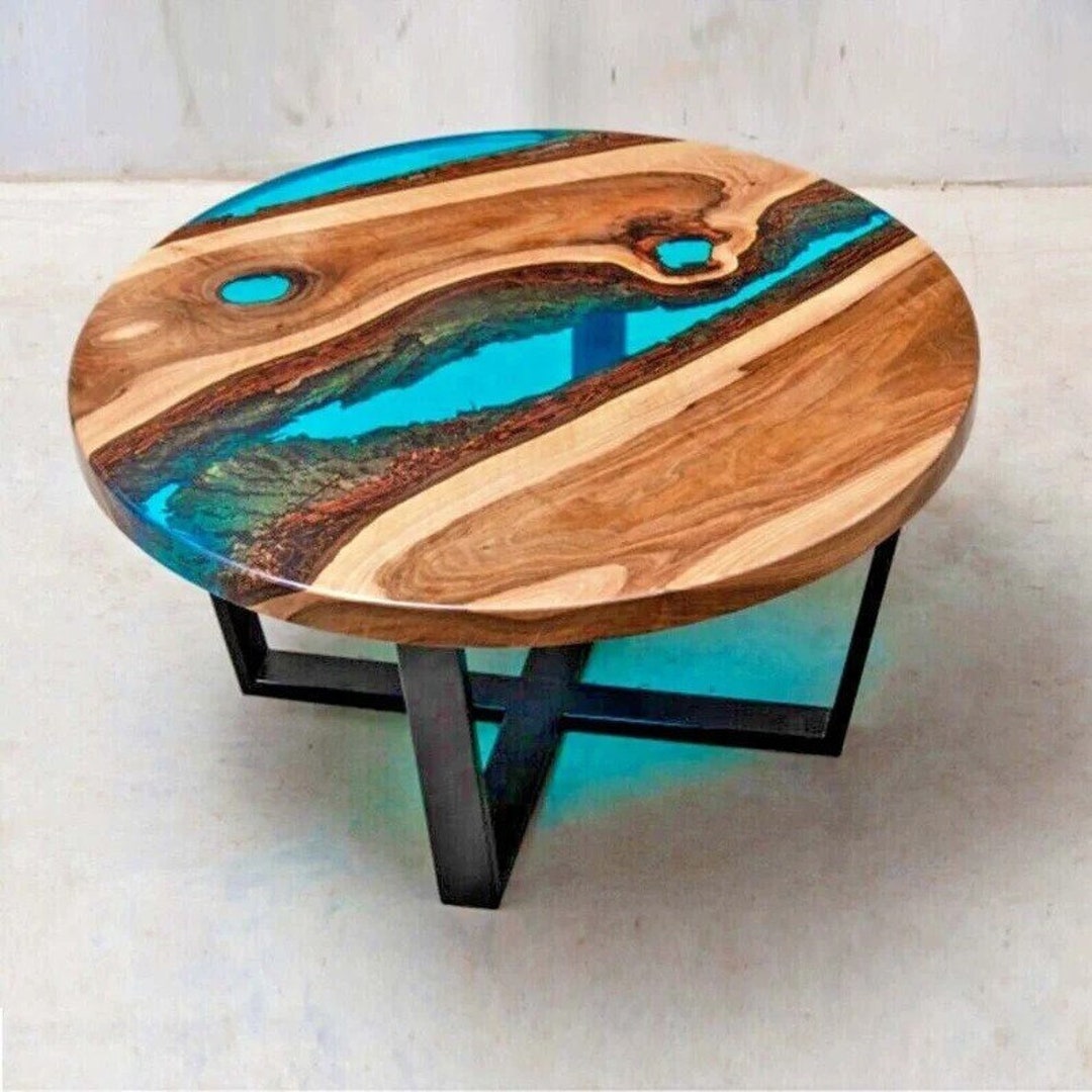 Blue Epoxy Resin Tops Center Sofa Coffee Table Tops, Kitchen Slab Table ...