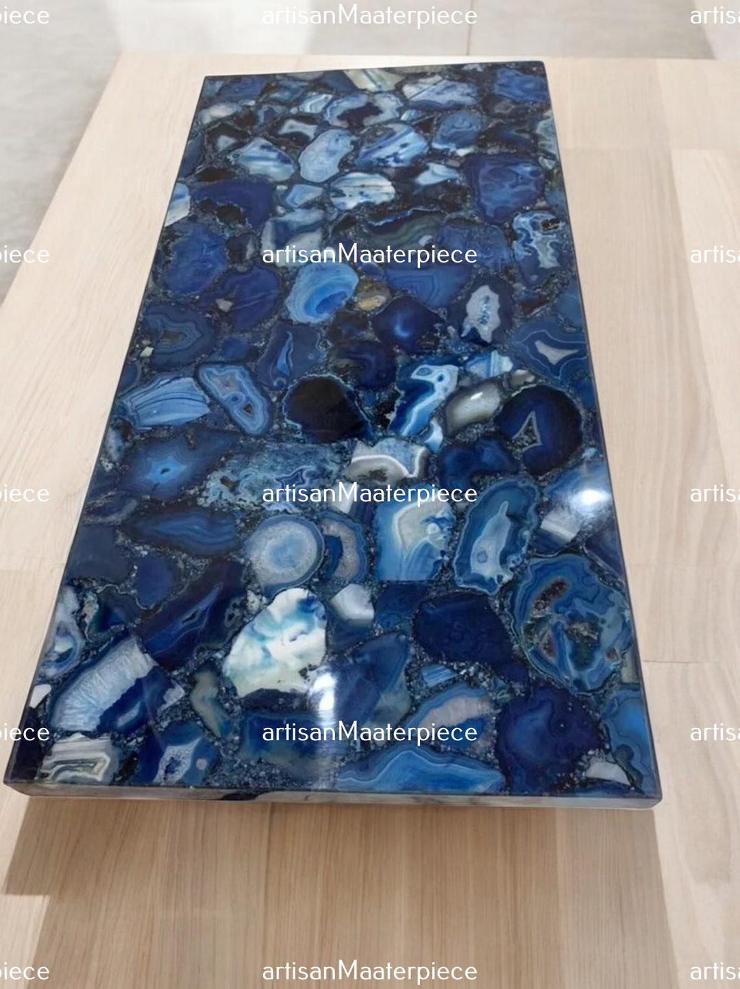Handmade Natural Blue Agate Slab Table, Agate Console Table, Gaming ...