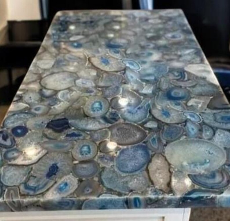 Blue Agate Countertop Slab | Geode Stone Island Top - Etsy