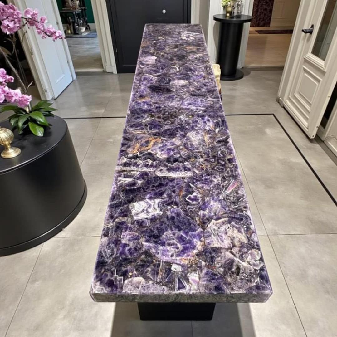 Rectangle Amethyst Dining Table Top I Luxury Amethyst Office Desk I ...