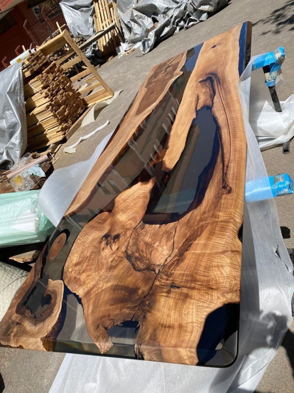 Epoxy Resin Table, Dining Table Epoxy Walnut Table, Kitchen Slab Table ...