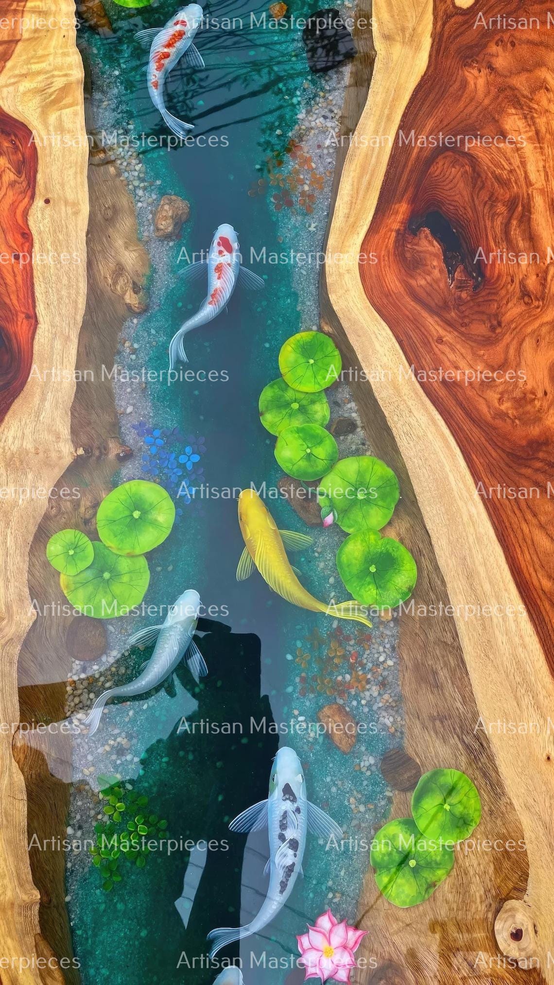 Koi Fish Resin Epoxy Coffee Table Rectangle Resin Epoxy Coffee Table ...