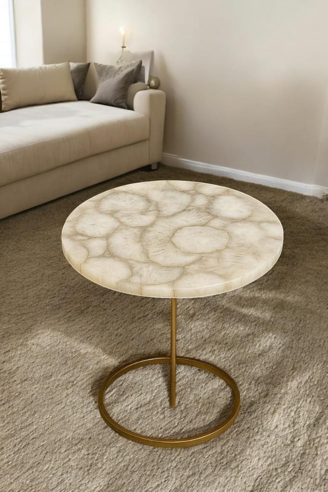 White Agate Side Table I White Agate Coffee Table Top I White Agate ...