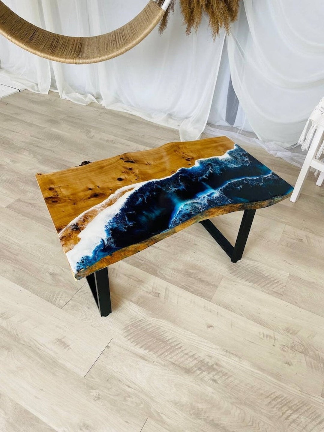 Ocean Epoxy Blue Resin Table ,end Table, Resin Side Table ,epoxy Coffee ...