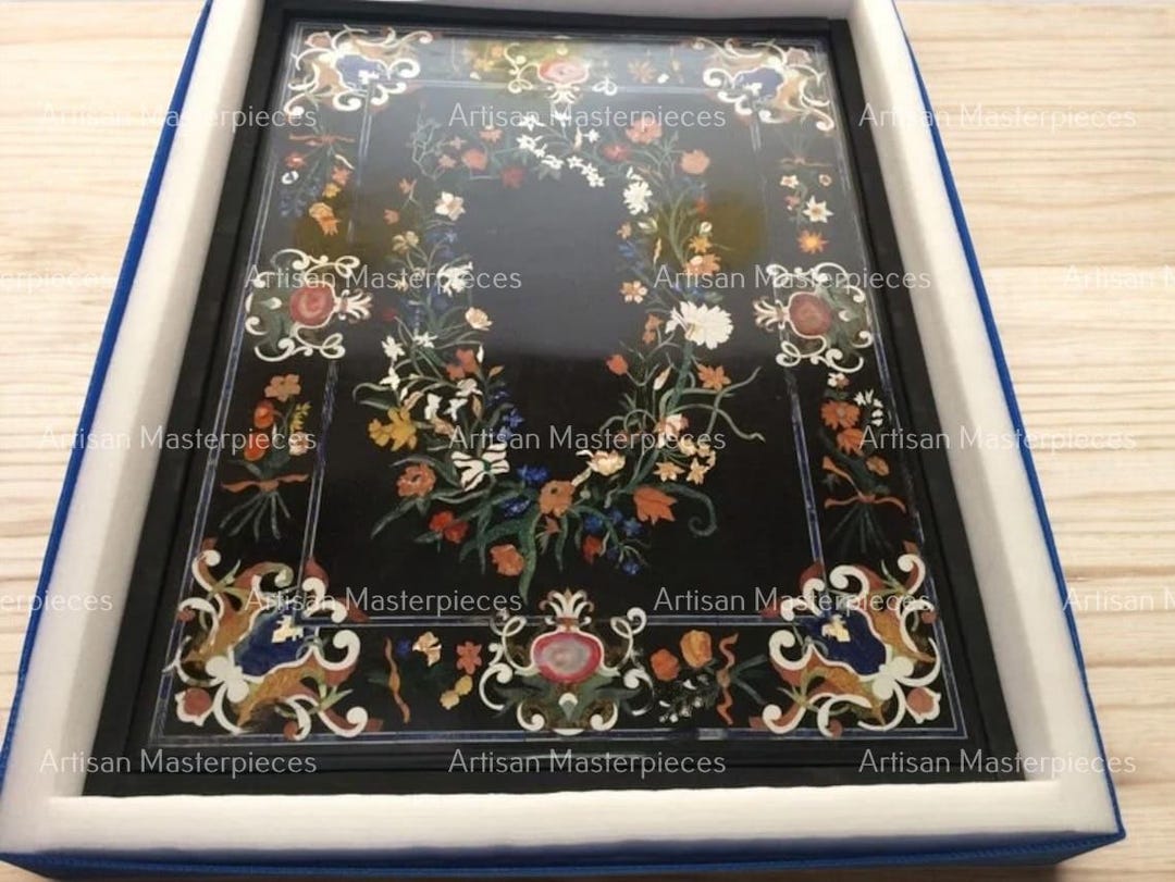 Black Marble Rectangle Shape Living Room Decor With Royal Look Antique ...