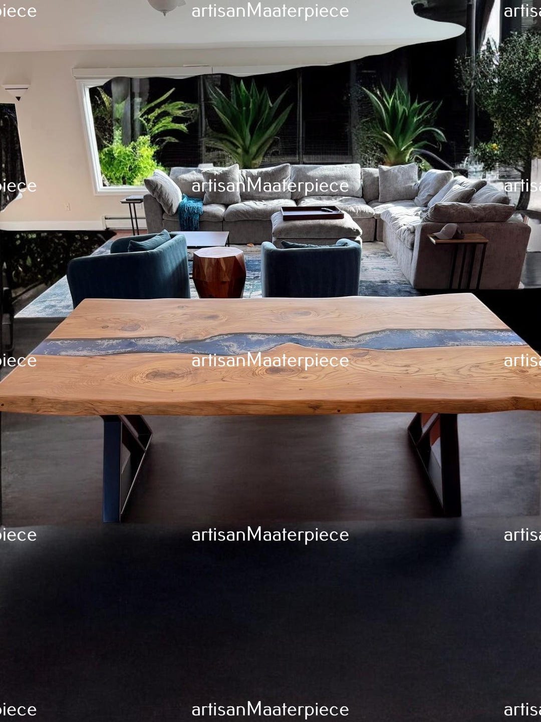 Blue Epoxy Table, River Blue Epoxy Table, Epoxy Coffee Table, Coffee ...