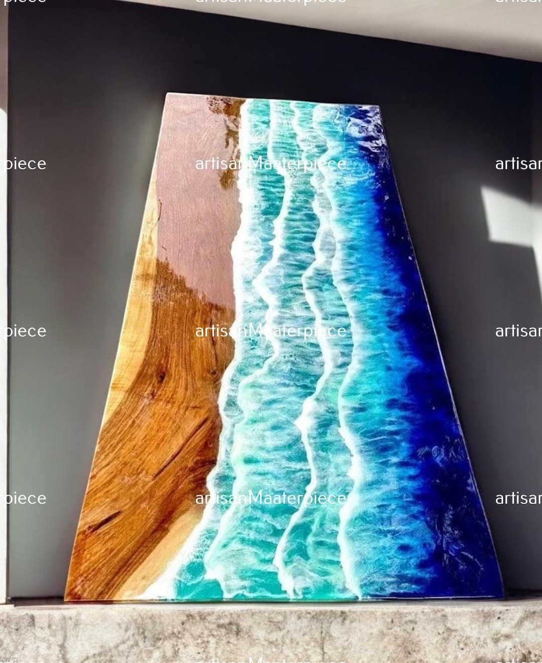 Epoxy Resin Table, Ocean Waves Dining Table, River Table Top, Resin Art ...