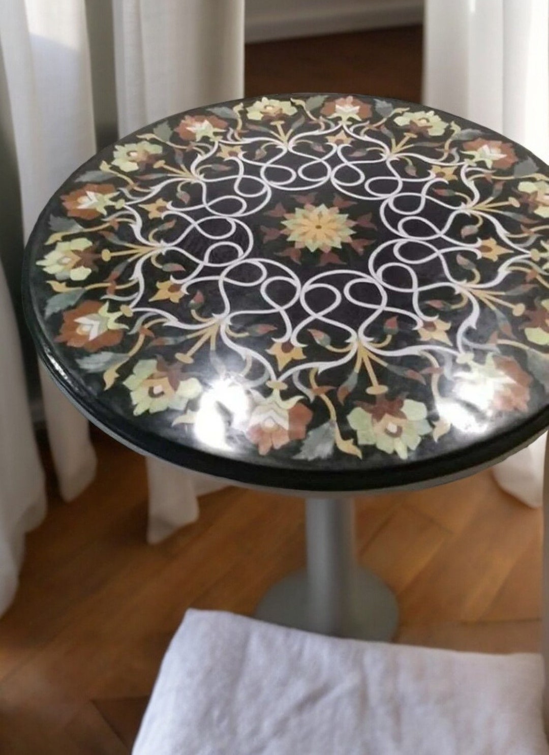 Octagon Shape Black Marble Table Top Paetra Dura Art Coffee Table Top ...