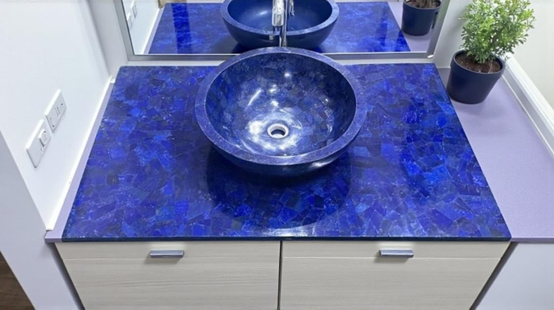 Handmade Lapis Lazuli Vanity Countertop With Integrated Sink – 36x24 ...
