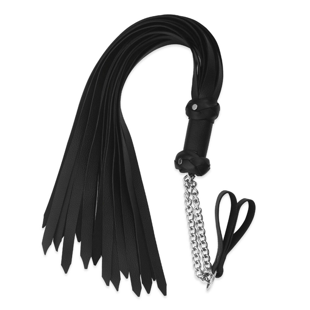 Genuine Cowhide Leather Flogger Finger Chain Loop Flogger 26 Falls ...