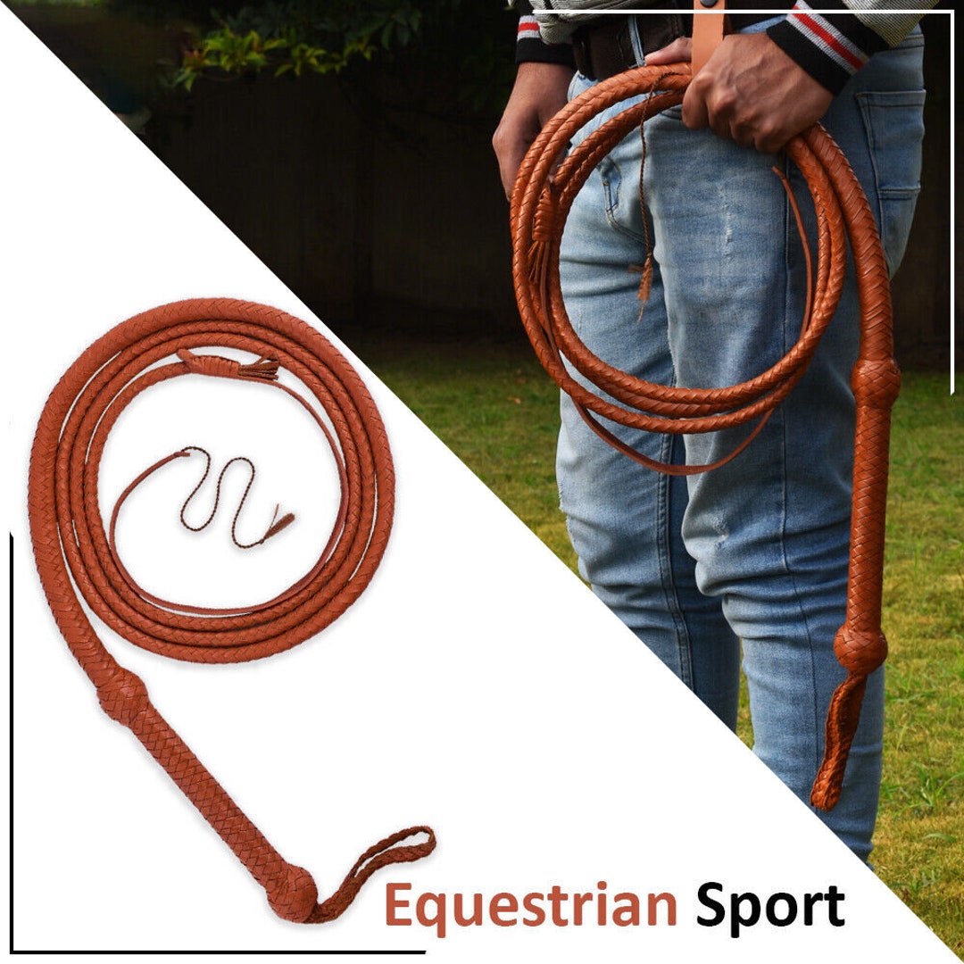 Cow Hide Leather BULL WHIP 04 to 10 Feet Long 12 Plaits Indiana Jones ...