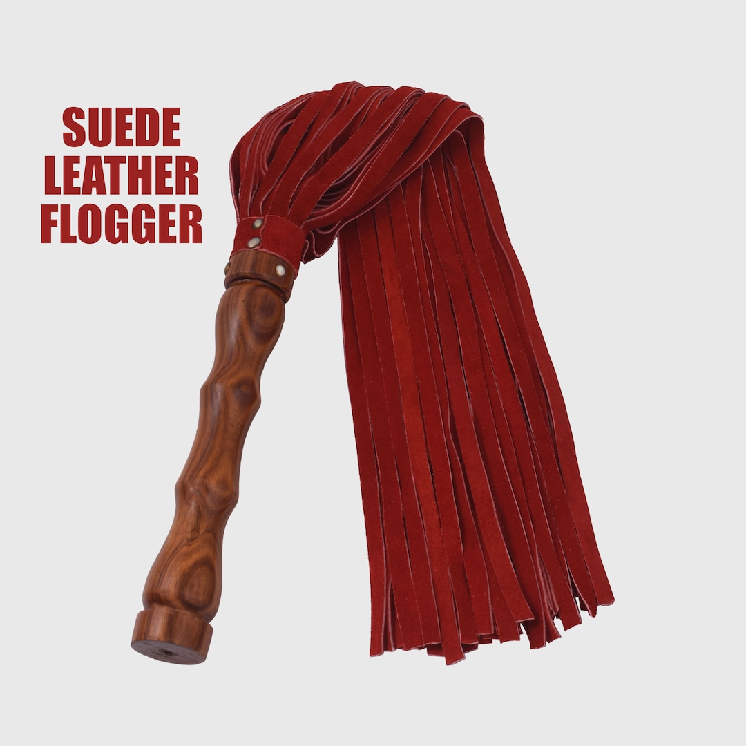 BDSM Real Suede Flogger Wooden Handle Floggers for Thuddy Fun & Role ...