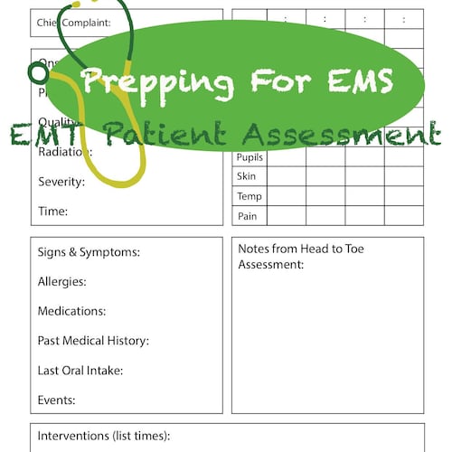 EMT Student Patient Interview/assessment EMS Practice Chart - Etsy