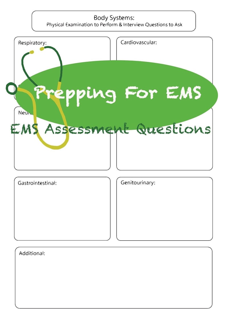EMT Paramedic Student- Patient Assessment Questions Study Guide ...