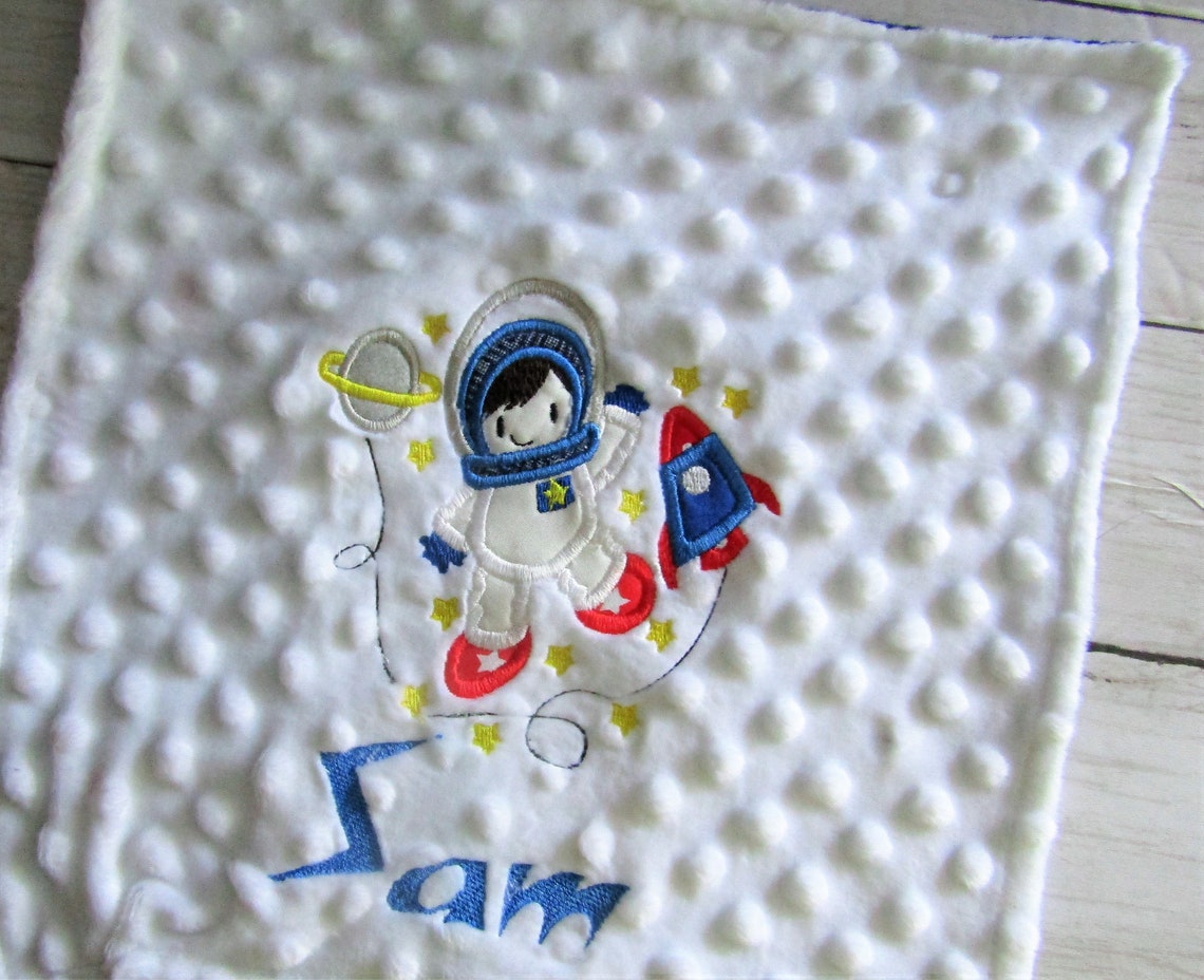 Manta de peluche Space Minky y franela, minimanta personalizada, manta ...