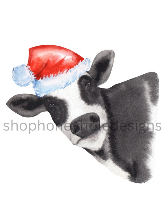 Vache de Noël PNG / Chapeau de Père Noël de vache / Conception - Etsy ...