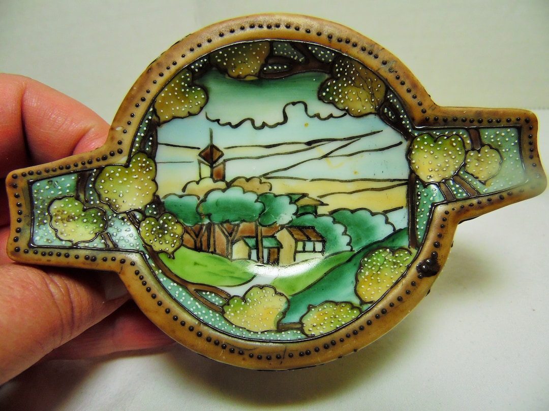Vintage Japanese Moriage Ashtray Hand Painted Nippon Hand Painted ...
