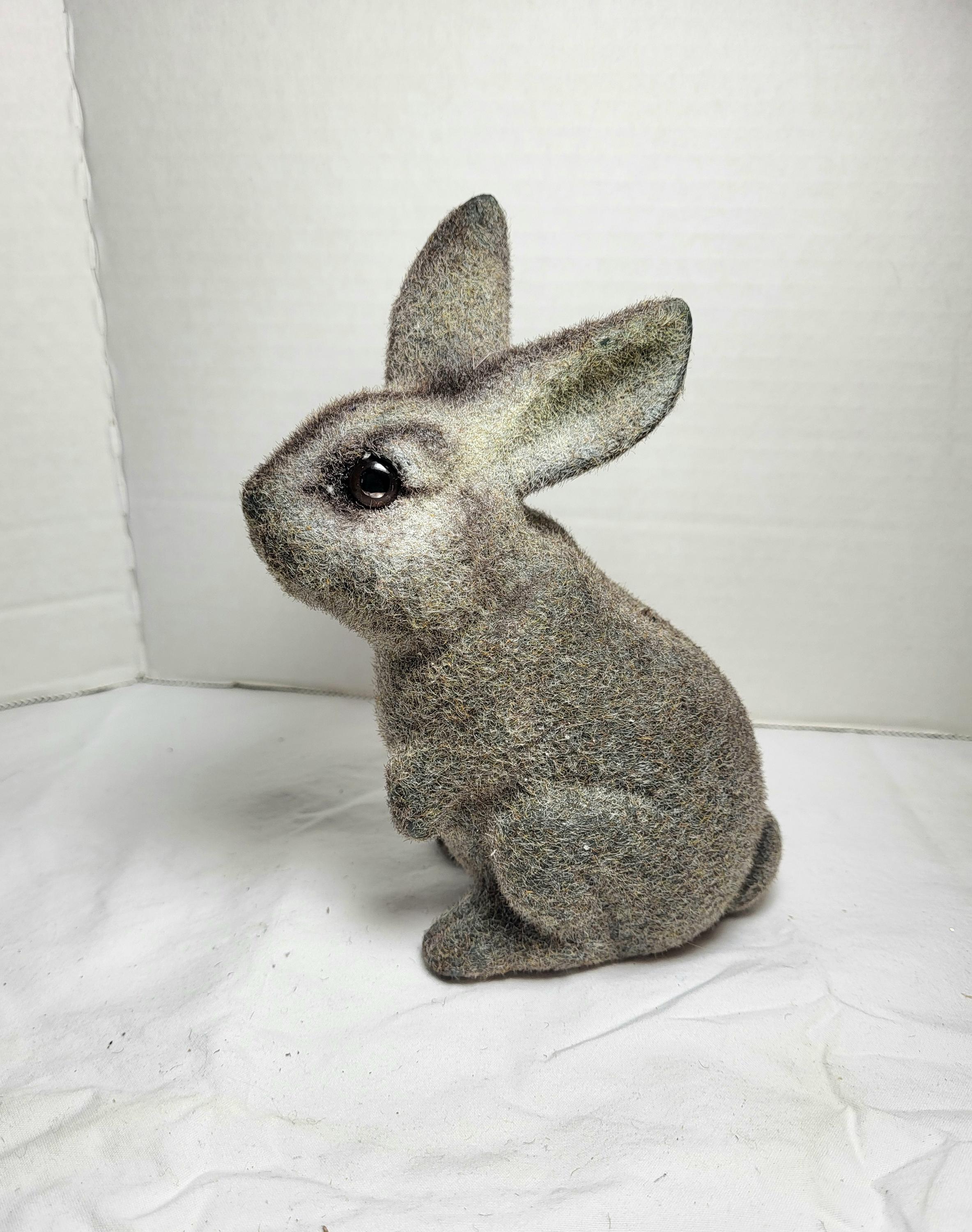 Vintage Flocked Rabbit Bank Vintage Rabbit 1980s or 1970s Rabbit Fuzzy ...