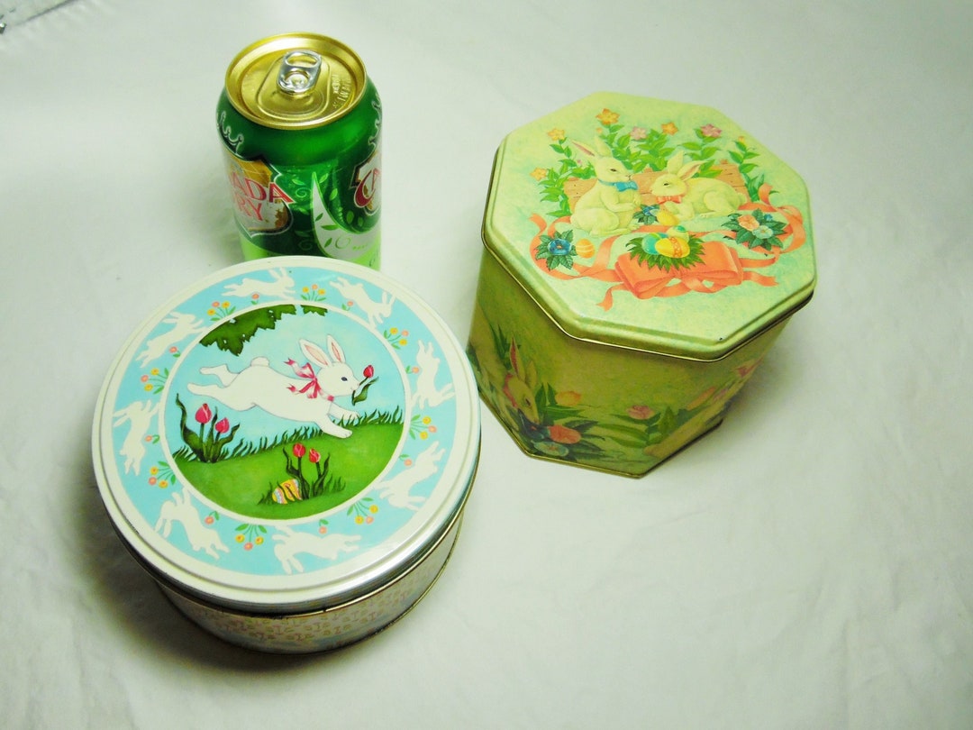 Vintage Rabbit Tin Containers Vintage Bunny Tins Vintage Easter Tins ...