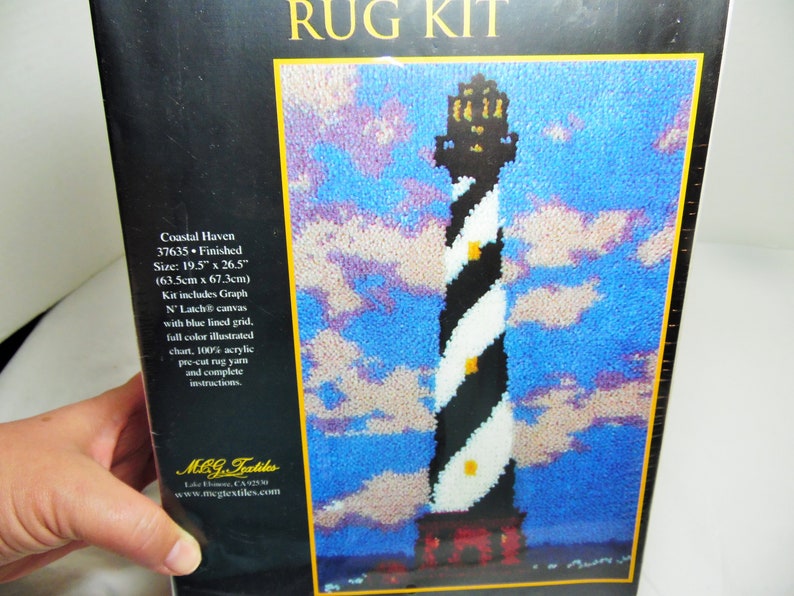 Light House Latch Hook Kit Graph N Latch Rug Kit Coastal Haven Style ...