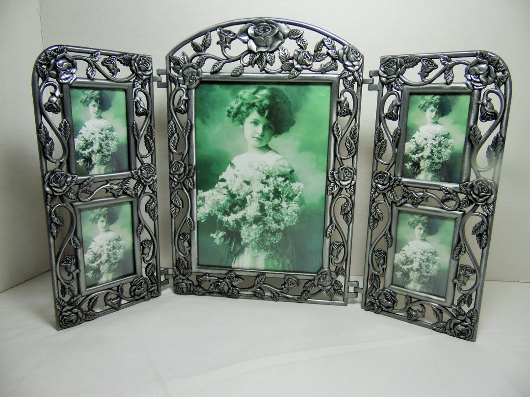 Trifold Metal Frame Metal Rose Frame 7 X 4.5 Inch Frame With Four ...