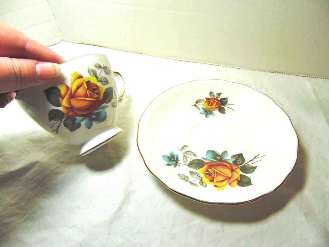 Yellow Rose Tea Cup Royal Vale and Saucer Bone China Made in England ...
