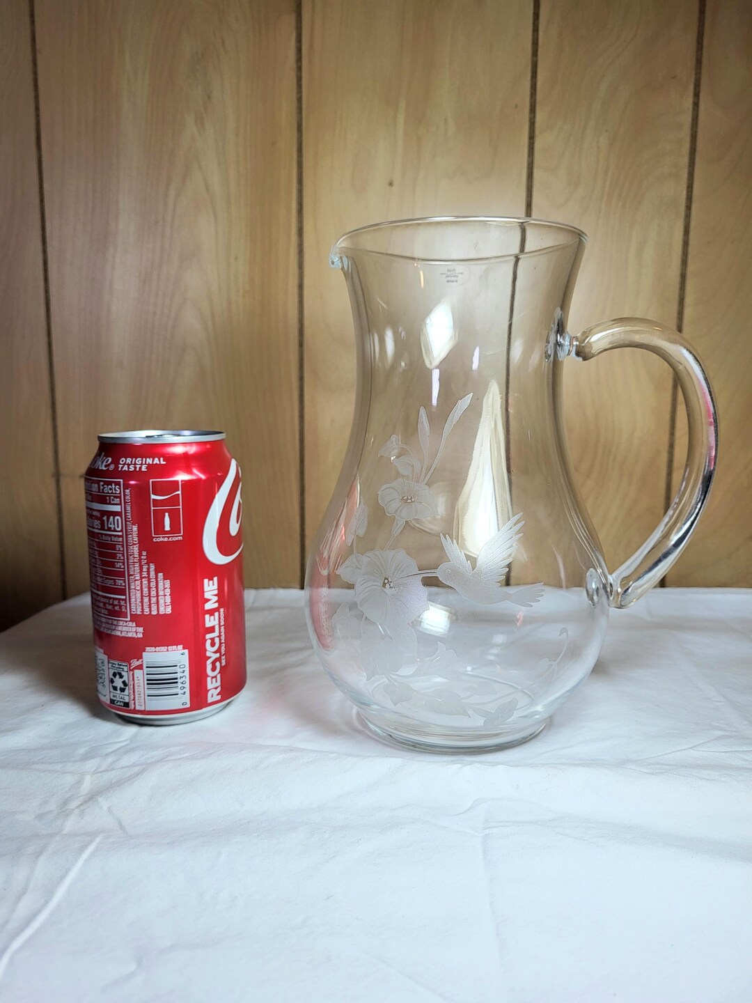 Avon Hummingbird Etched Glass Pitcher Vintage Avon Pitcher Vintage ...