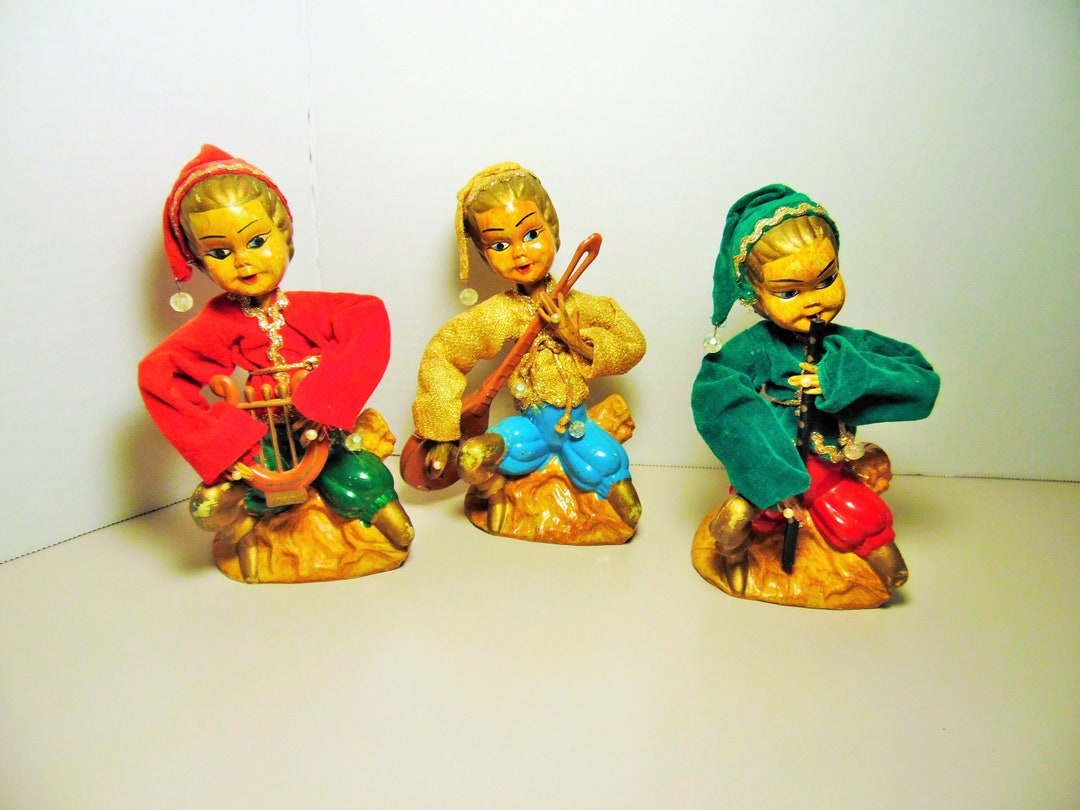 Vintage Tilso Elves Vintage Pixies Playing Instruments Vintage Elves ...