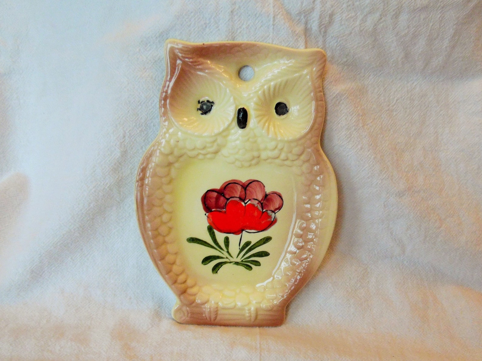 Hand painted Ceramic Owl Trinket Dish Wall hanging Spoon Rest | Etsy