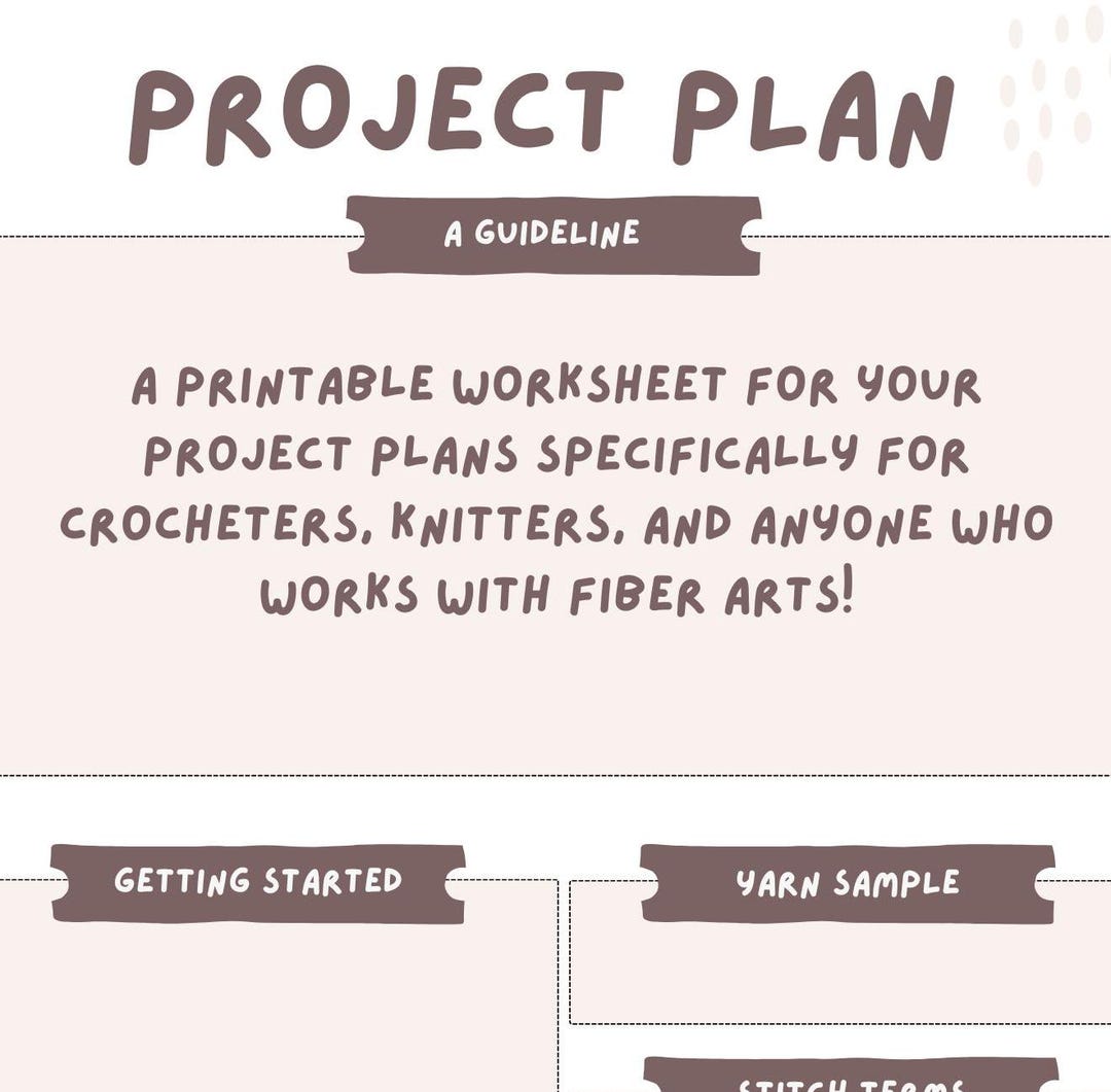 Project Planner Project Worksheet for Crochet and Knit Artists and ...