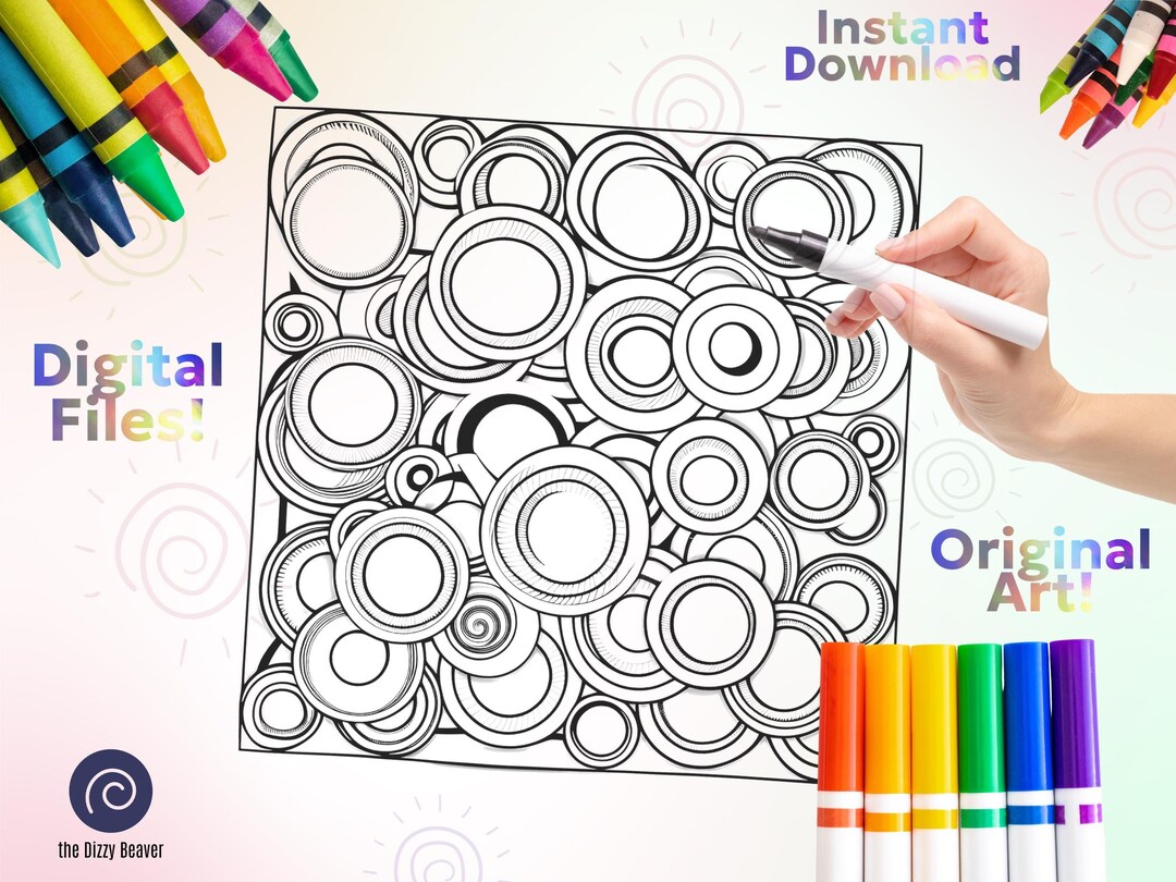 Easy Coloring Page. Digital Download. Bold Lines. Creative Art Therapy ...
