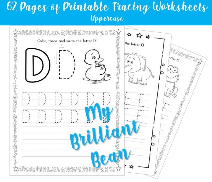 62 Letter & Number Tracing Worksheets for Kindergarten Pre-k, Alphabet ...