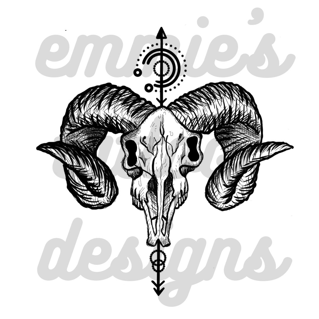 Ram Skull Tattoo Design - DIGITAL/PRINT - Etsy