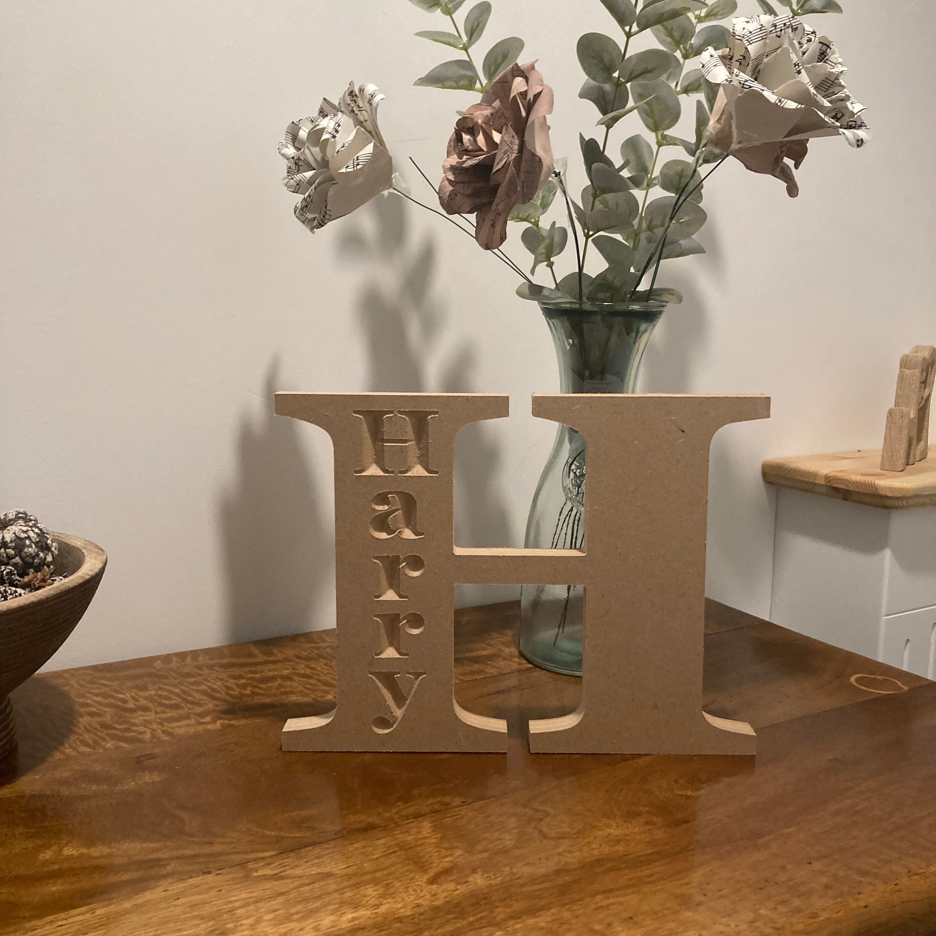 Wooden Engraved Freestanding Letter H150mm Home Decor - Etsy Canada