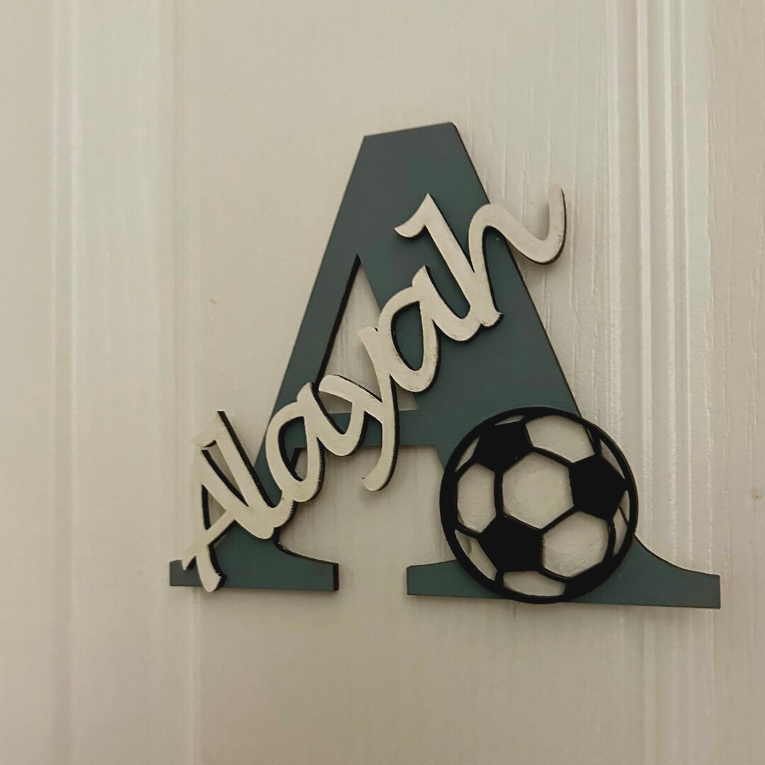 Football Themed Name Door Sign Handpainted Kids Door Sign Childrens ...