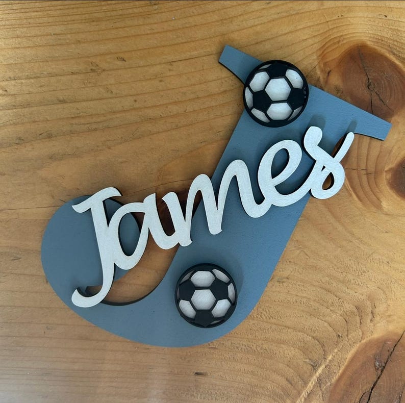 Football Themed Name Door Sign | Handpainted Kids Door Sign | Childrens ...