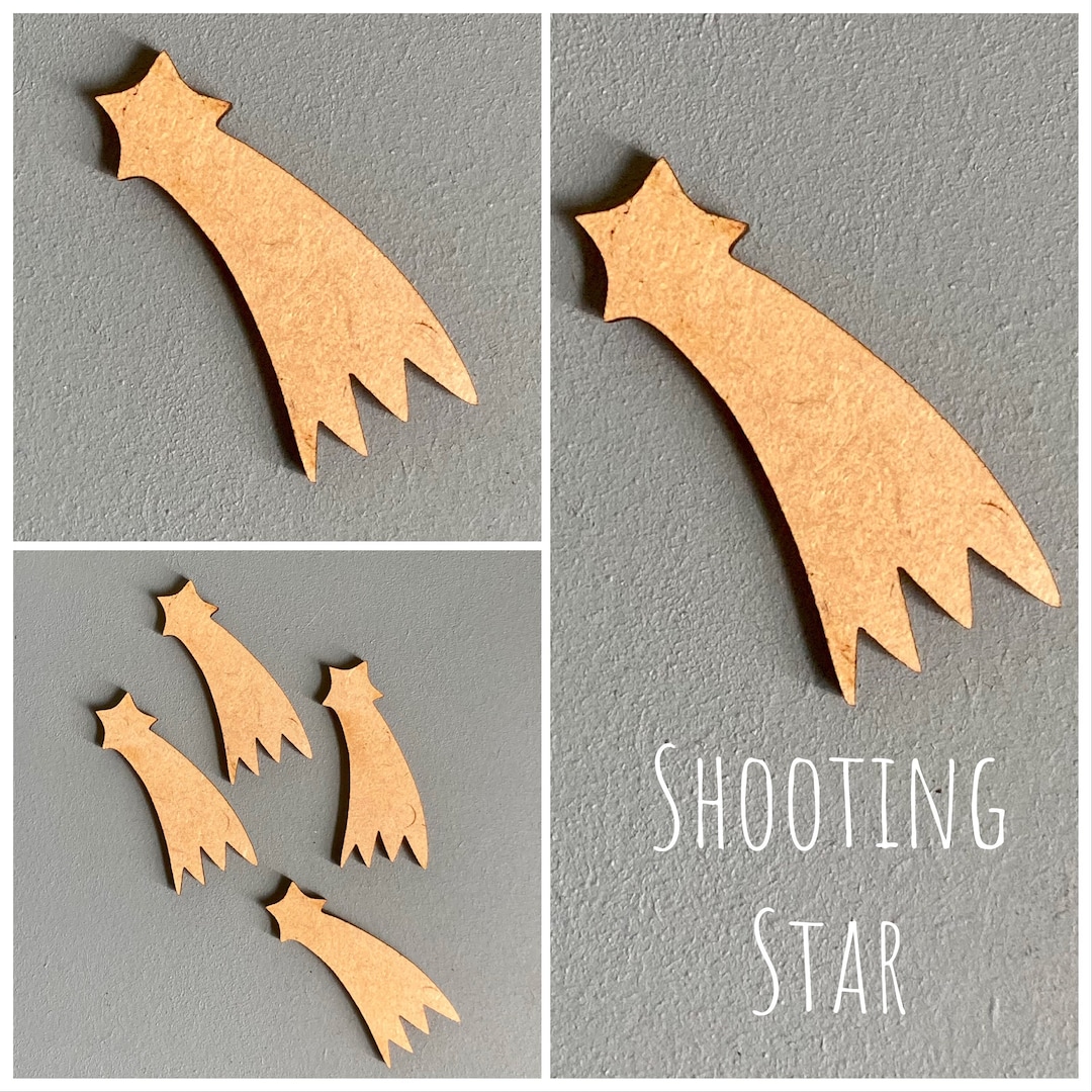 Shooting Star Shape Wooden Craft Shapes Wooden Embellishments Card ...