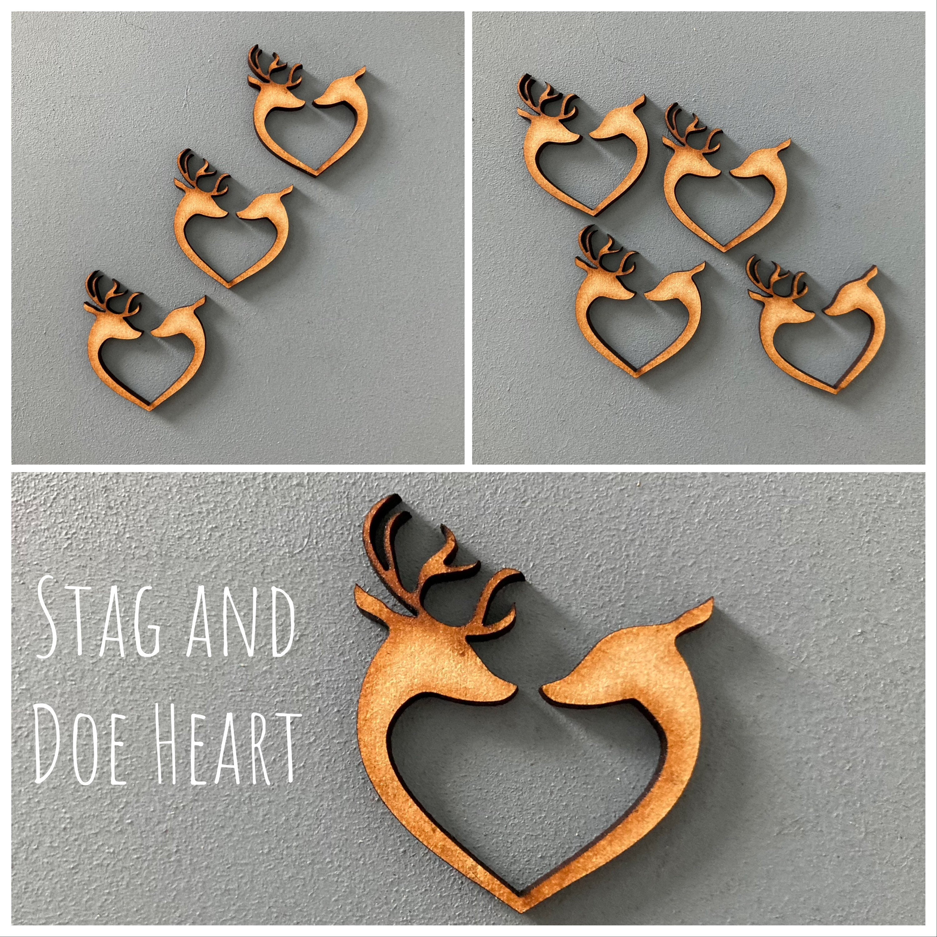 Stag and Doe Heart Shape Wooden Craft Shapes Wooden - Etsy