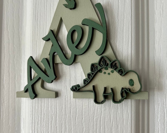 Dinosaur Themed Name Door Sign Hand-painted Nursery Door Sign | Kids ...