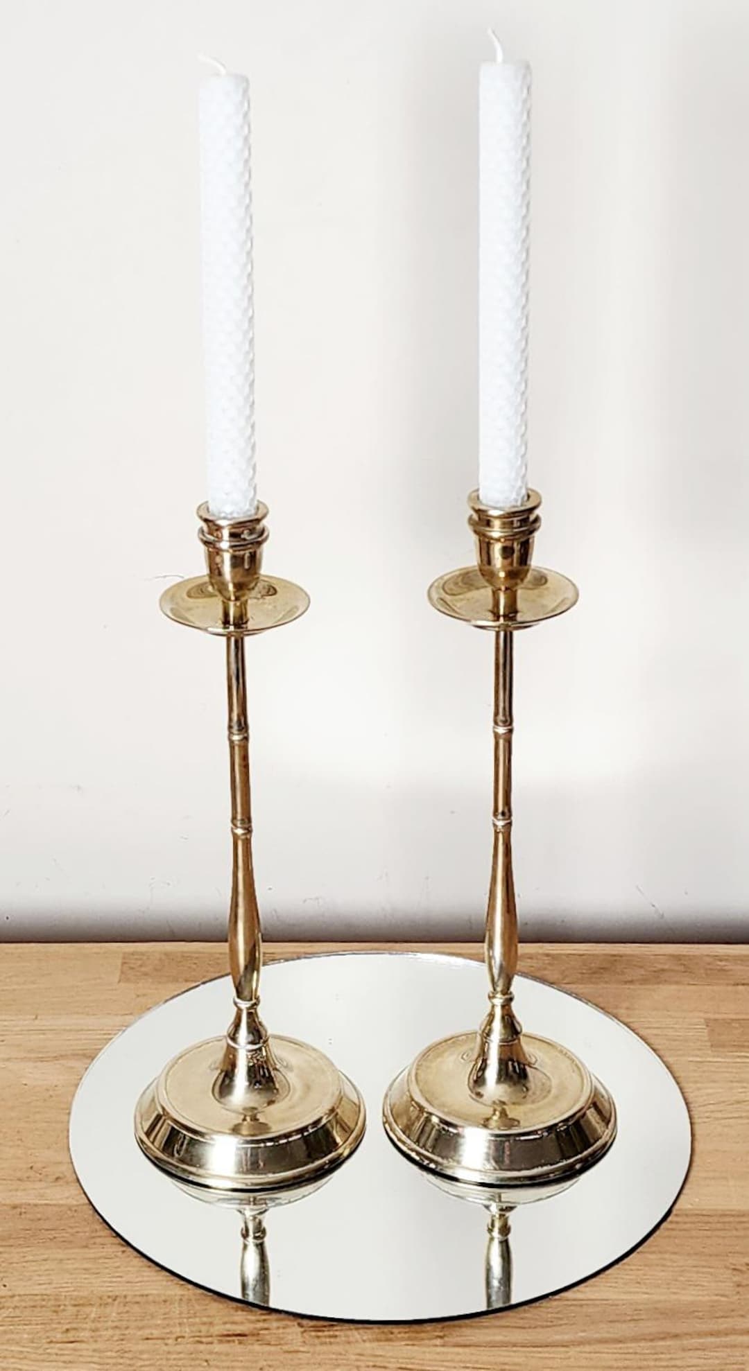 1950 A Pair of Tall Brass Candlesticks in the Bamboo Style - Etsy