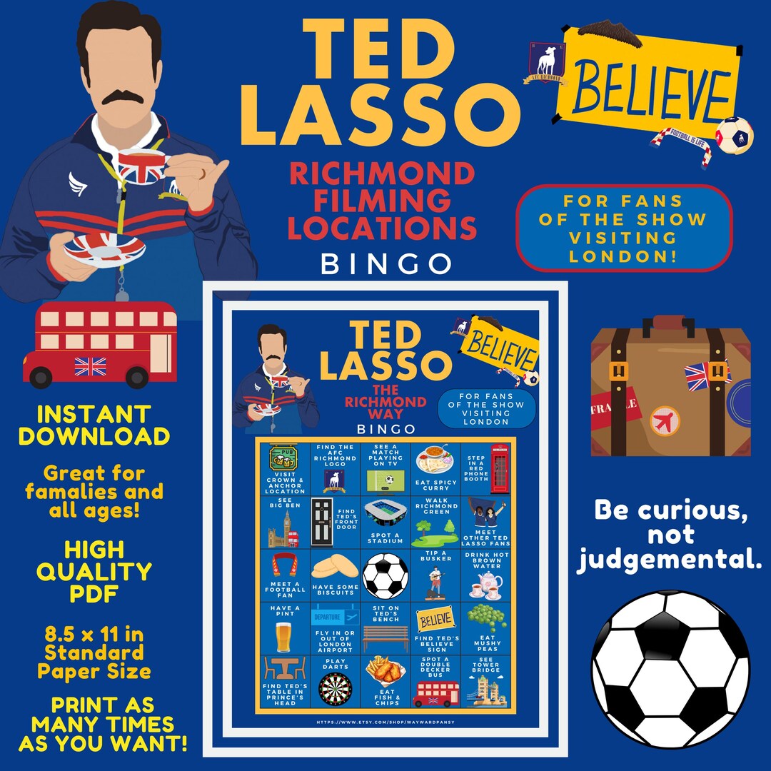Ted Lasso Bingo Card the Richmond Way Scavenger Hunt for Fans of the ...