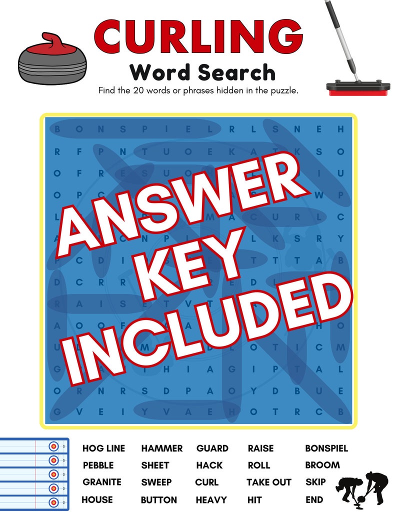 Curling Word Search Puzzle- Instant Digital Download, Printable Party ...