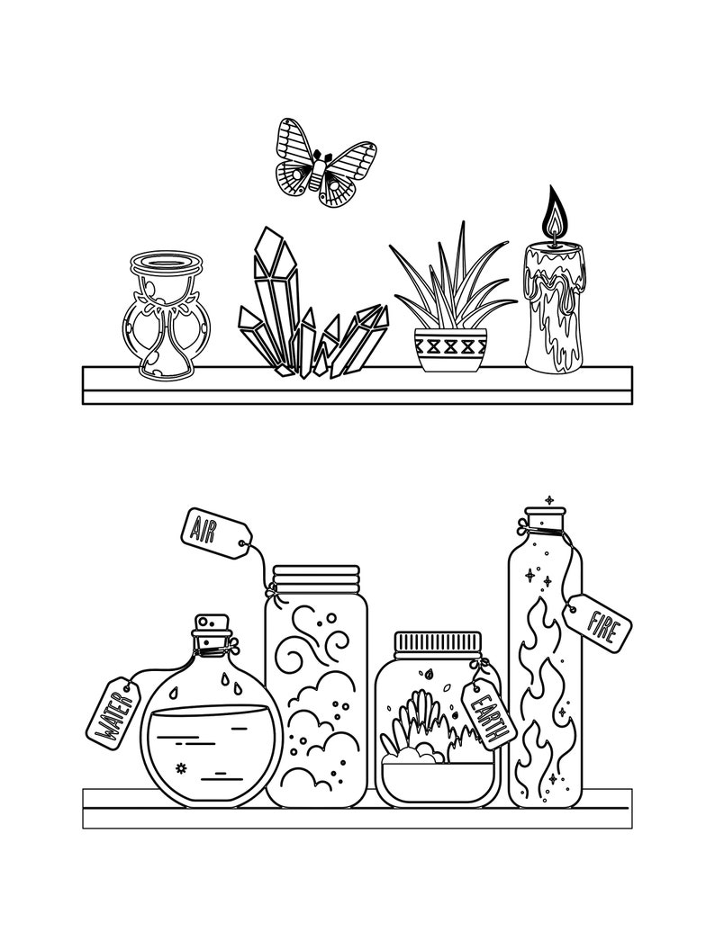 Printable Witchy Coloring Pages - Etsy
