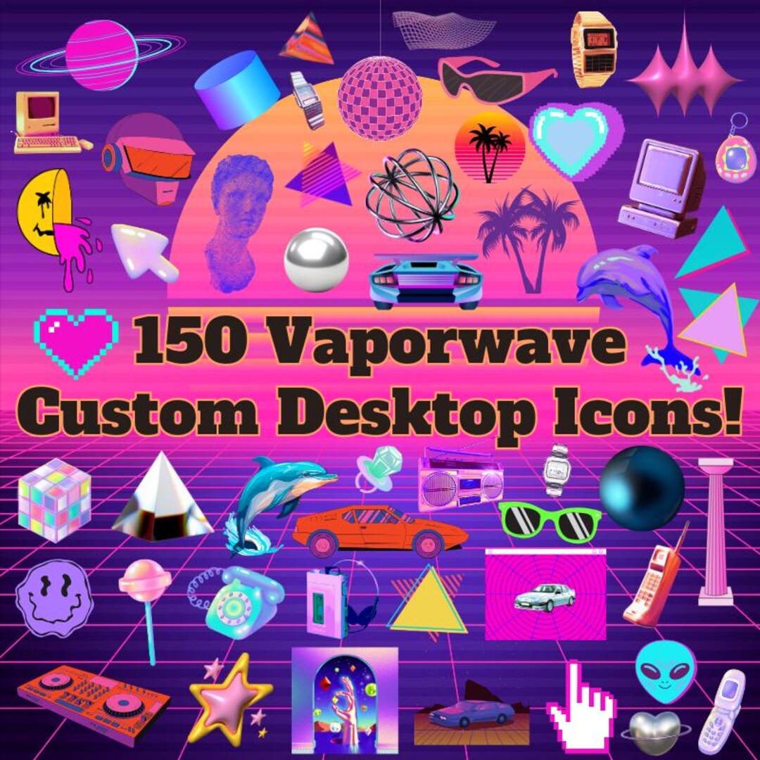150 Vaporwave Aesthetic Themed Desktop Folder Icons for Mac and Most ...