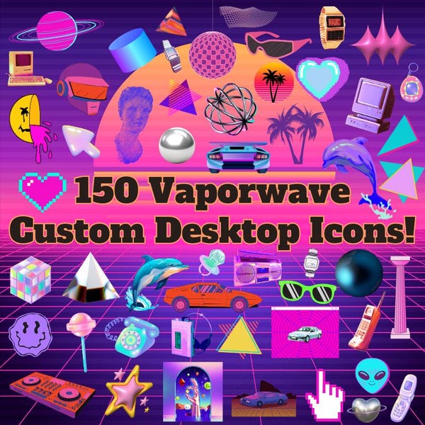150 Vaporwave Aesthetic Themed Desktop Folder Icons for Mac and Windows ...